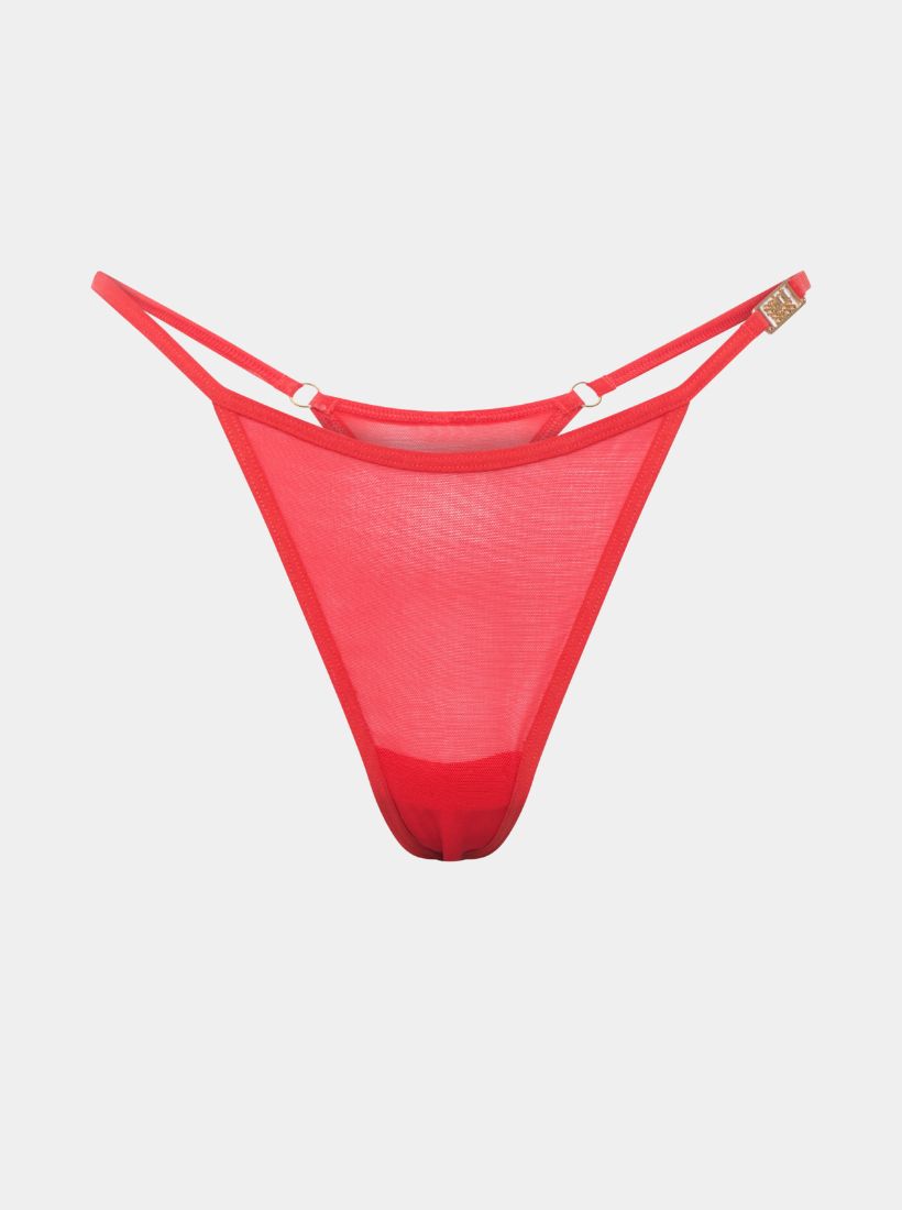 Gigi Mesh Thong Red | Transparent red briefs | Saint Sass – saint sass®